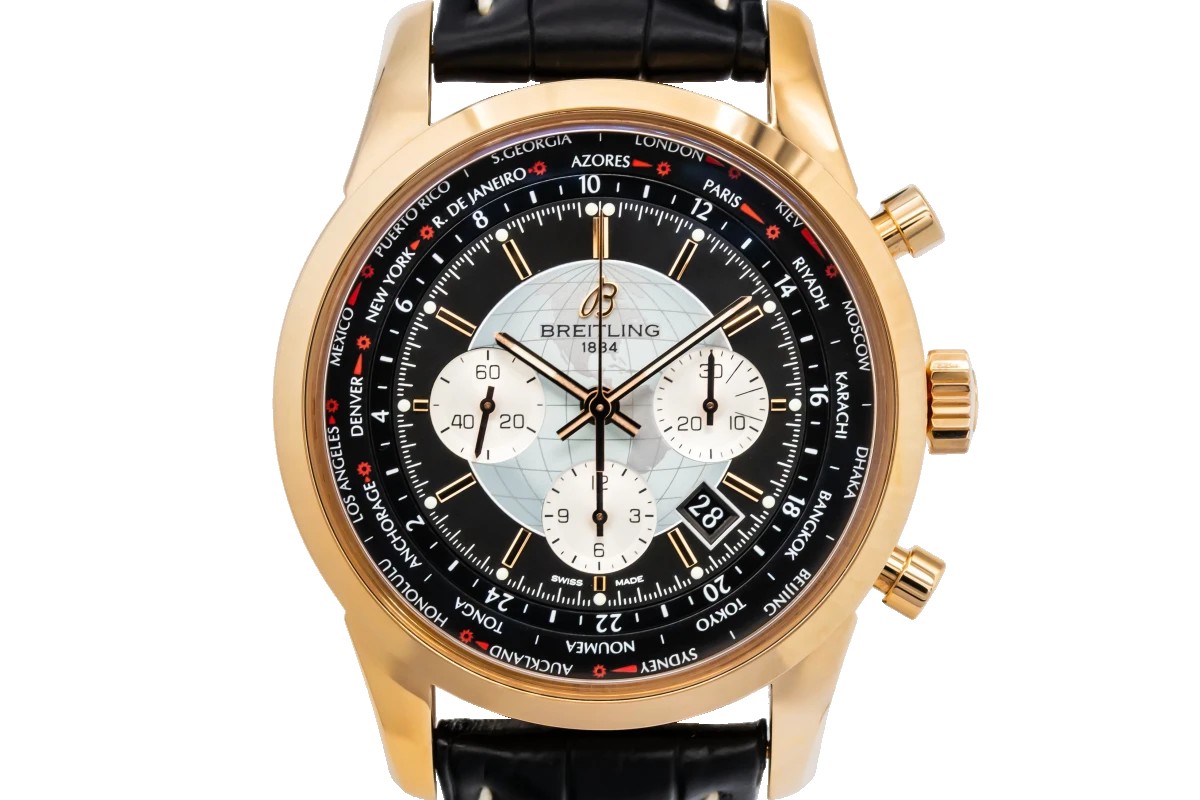 Breitling Transocean Chronograph Unitime 46mm Black Leather RB0510 2012