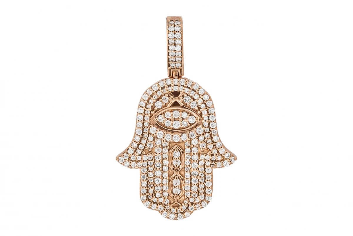 9ct Rose gold diamond Hamsa Hand pendant - Out of stock