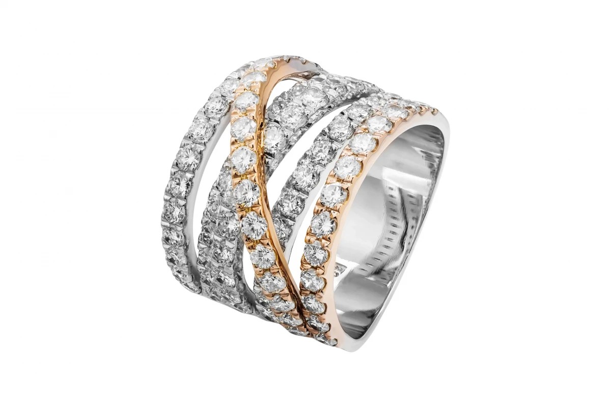 18ct White Gold Diamond Multi Layer Ring 3.90ct 21.5g
