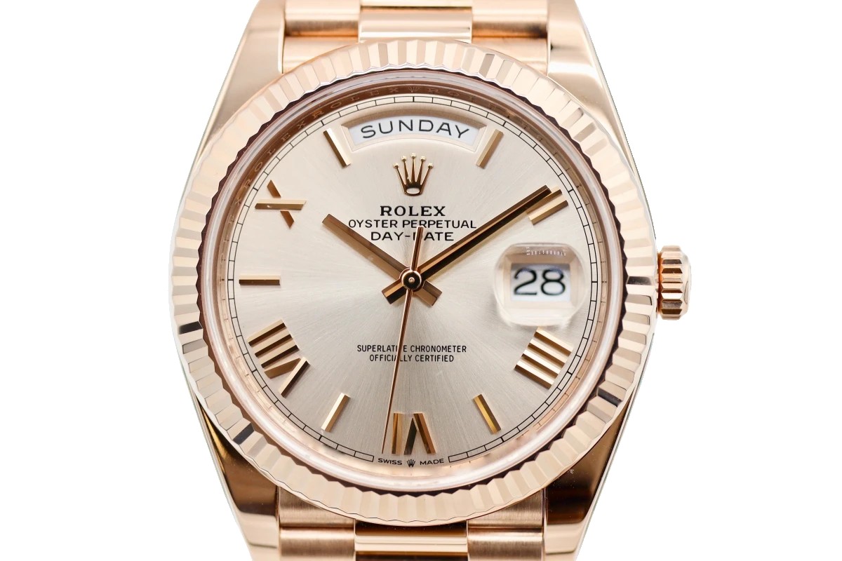 Rolex Day-Date 40 18ct Everose Sundust Roman Numeral 228235 2021 - Out ...