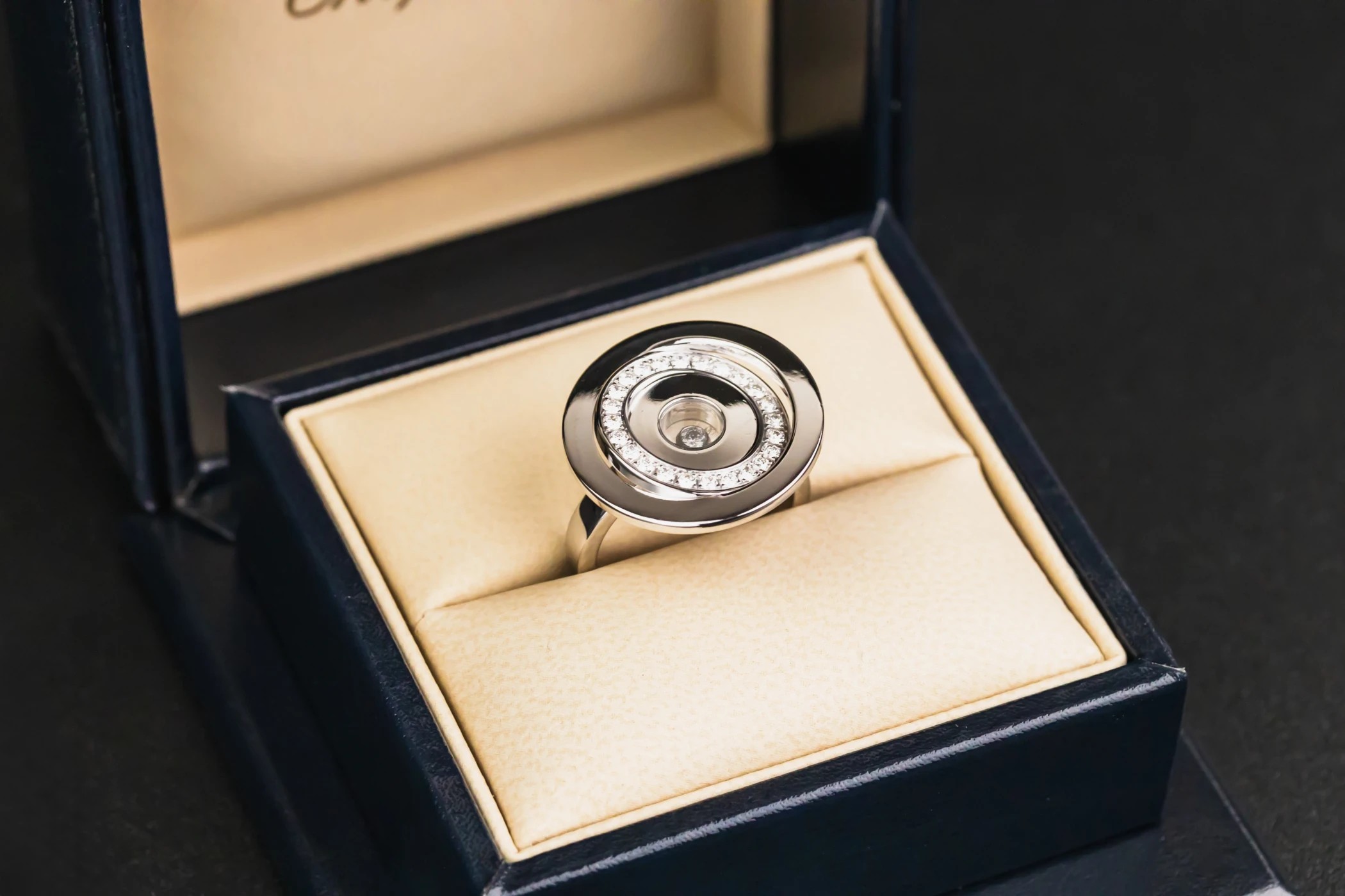 Chopard Happy Spirit White Gold Diamond Pave Ring 0.23ct