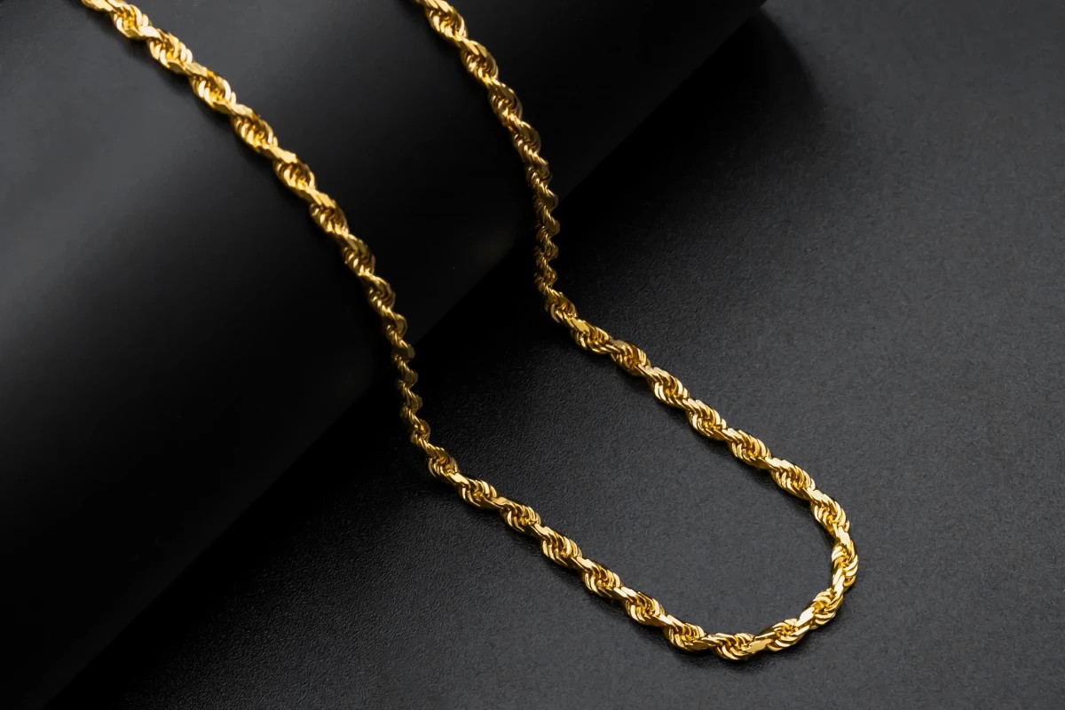 9ct Yellow Gold Diamond Cut Rope Chain