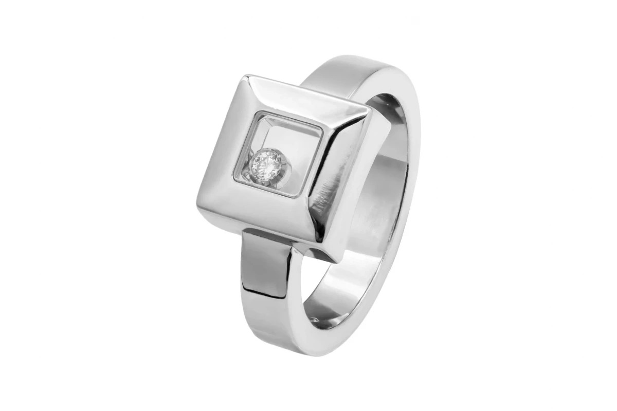 Chopard Happy 18ct White Gold Diamond Square Ring 11.8g