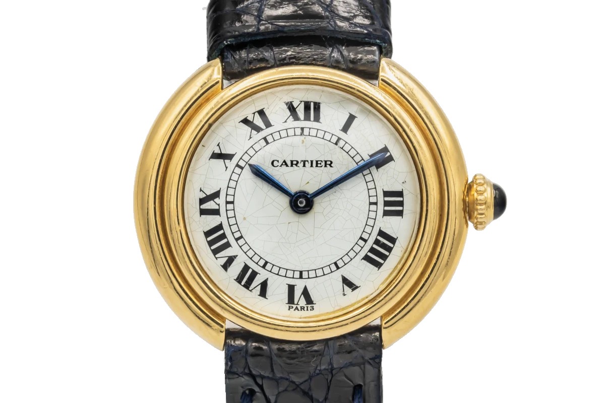 Cartier Ellipse Vintage Ladies 24mm 18ct Yellow Gold Leather 78091 ...